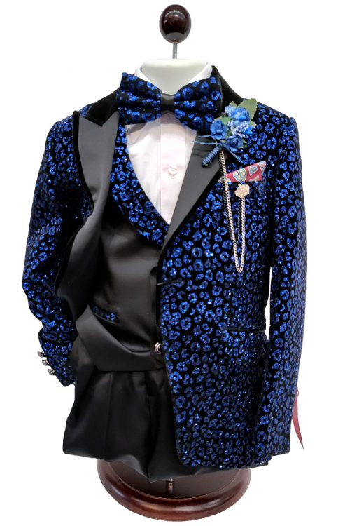 BJ8005-10A Royal Leopard Glitter Tuxedo suit - BijanKids