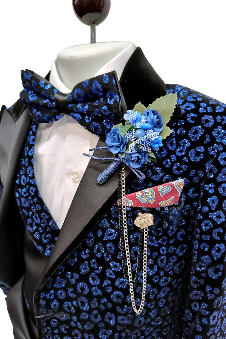 BJ8005-10A Royal Leopard Glitter Tuxedo suit - BijanKids